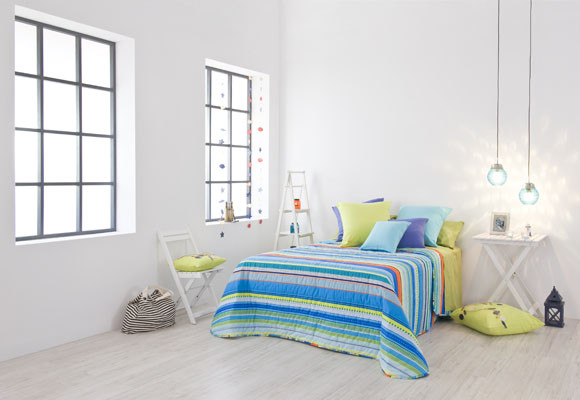 Un dormitorio turquesa y lima - DecoEstilo